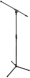 amazon basics adjustable boom height microphone stand with tripod base, up to 85.75 inches - black