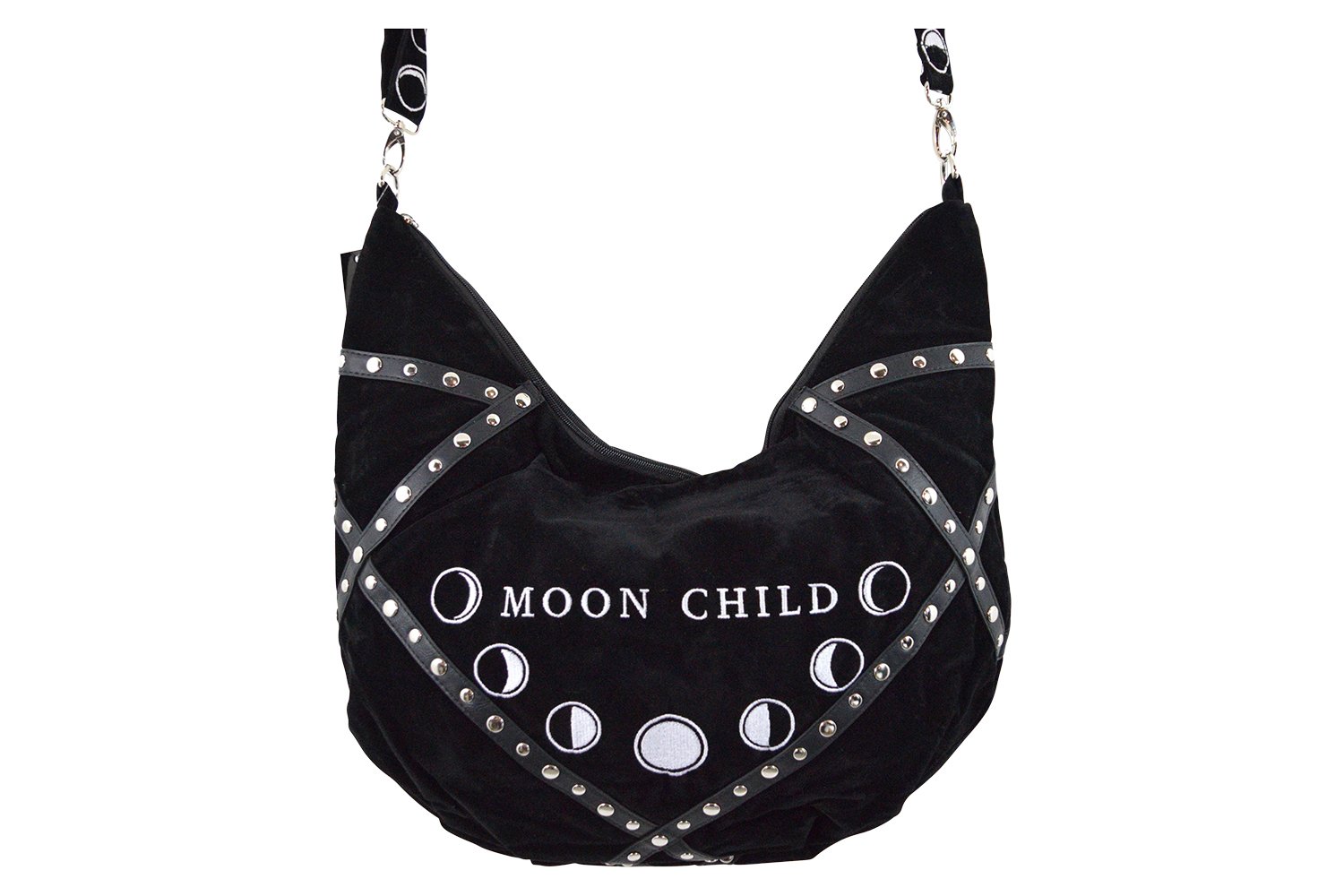 Restyle Gypsy Gothic Witch Moon Child Black Velvet Large Slouchy Hobo Bag