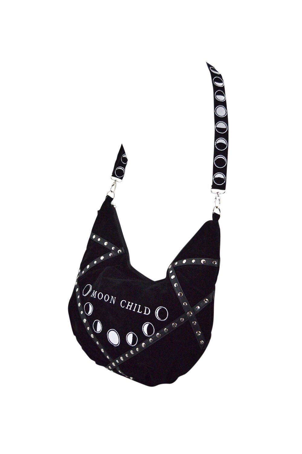 Restyle Gypsy Gothic Witch Moon Child Black Velvet Large Slouchy Hobo Bag