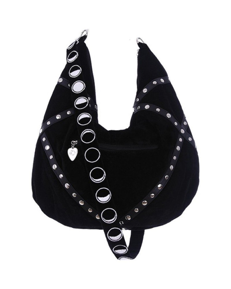 Restyle Gypsy Gothic Witch Moon Child Black Velvet Large Slouchy Hobo Bag