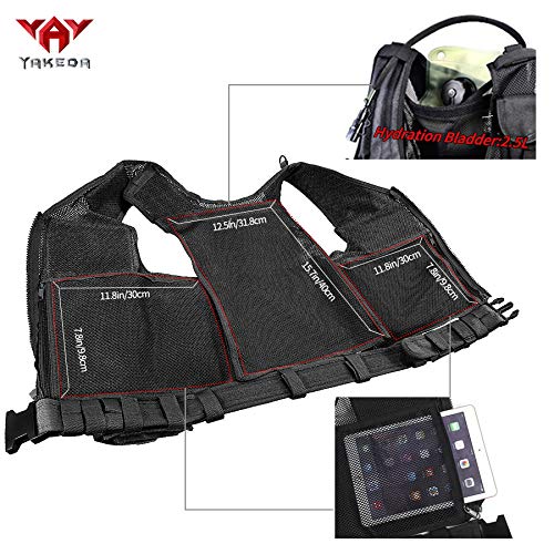 vAv YAKEDA Tactical Vest Outdoor Ultra-Light Breathable Training Airsoft Vest Adjustable for Adults (US, Alpha, One Size, Regular, Regular, Black)