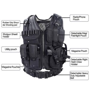 vAv YAKEDA Tactical Vest Outdoor Ultra-Light Breathable Training Airsoft Vest Adjustable for Adults (US, Alpha, One Size, Regular, Regular, Black)