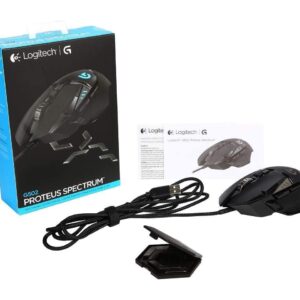 Logitech G502 Proteus Spectrum RGB Tunable Gaming Mouse, 12,000 DPI On-The-Fly DPI Shifting, Personalized Weight and Balance Tuning with (5) 3.6g Weights, 11 Programmable Buttons