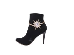 trendy fashion jewelry women western boot chain gold metal bracelet anklet shoe star sun flower charm accessory