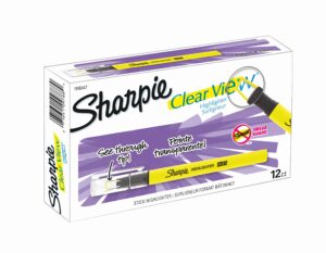 sharpie clear view highlighter stick, yellow, 12/pack (1950746)