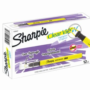 Sharpie Clear View Highlighter Stick, Yellow, 12/Pack (1950746)