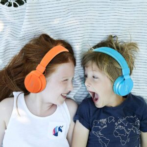 gorsun Kids Headphones, Lightweight Stereo Wired Toddler Headphones，Adjustable Headband Children's Headset for Smartphones Computer Pad Earphones(Orange)