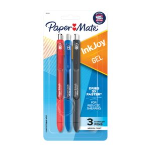 paper mate inkjoy gel pens, medium point, assorted colors, 3 count