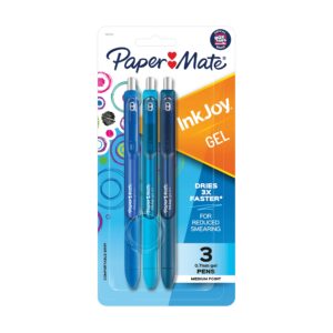 paper mate inkjoy gel pens, medium point, blue assorted, 3 count