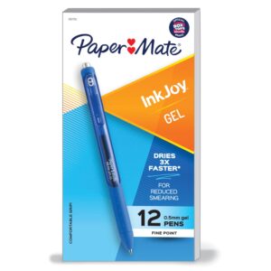 paper mate inkjoy gel pen, fine point, dark blue, box of 12 (1951722)