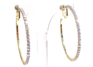 clip-on earrings gold tone crystal hoop earrings 2 inch clip hoop earrings for non pierced ears