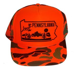 pennsylvania state deer mesh snapback trucker hat cap pa orange camo camouflage