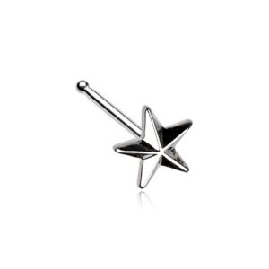 wildklass jewelry nautical star icon nose stud ring 316l surgical steel