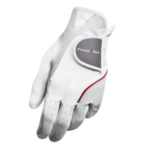 powerbilt tps cabretta tour golf glove for women, left hand, small, white (for right-handed golfer)