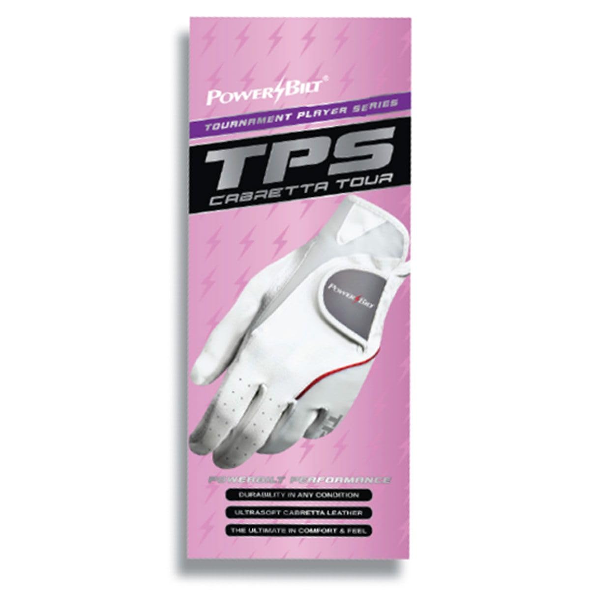 Powerbilt TPS Cabretta Tour Golf Glove for Women, Left Hand, Small, White (for Right-Handed Golfer)