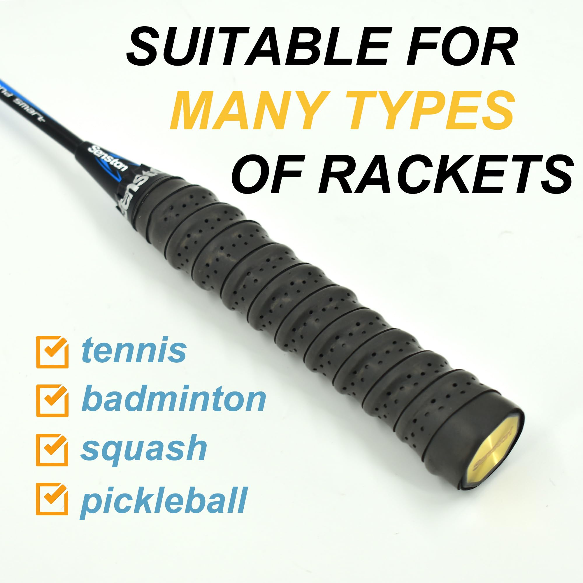 Senston New Racket Grip Anti Slip Perforated Super Absorbent Tennis Overgrip Badminton Overgrip Pickleball Overgrip.5 Pack.