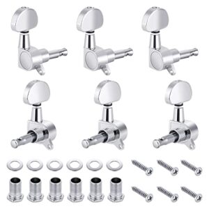 neewer 6 pieces guitar machine heads knobs guitar string tuning pegs machine head tuners for electric or acoustic guitar (3 for left + 3 for right)