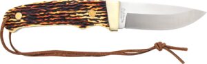 uncle henry ph1n pro hunter 8.1in 7cr17mov high carbon s.s. full tang fixed blade knife with 3.6in blade and staglon handle for outdoor, hunting and camping