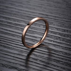 Fashion Month Women 2mm Luxury Titanium Stainless Steel Cubic Zirconia CZ Inlay Rose Gold Ring Wedding Engagement Band Size 4