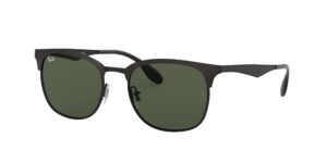 ray-ban rb3538 square sunglasses, matte black on black/dark green, 53 mm