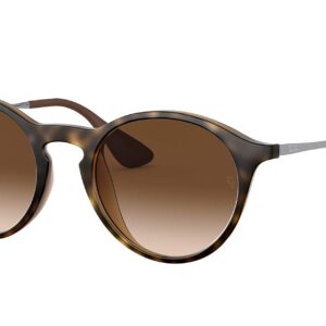 Ray-Ban RB4243 Round Sunglasses, Rubber Havana/Brown Gradient Dark Brown, 49 mm