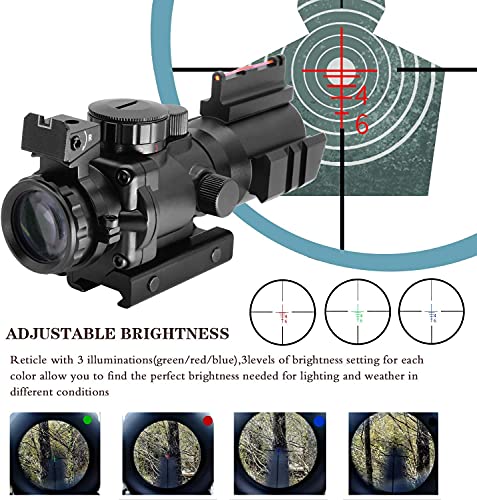 Beileshi Optics Rifle Scope, 4x32 Tactical Rifle scopes with Red Illuminated Reticle, and Glass Etched Reticle 4X Magnification with 20mm Mounts Rail, Suitable for Short Distance Combat