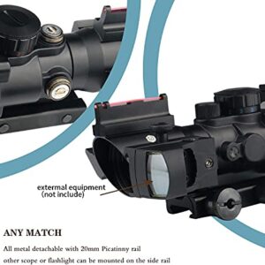 Beileshi Optics Rifle Scope, 4x32 Tactical Rifle scopes with Red Illuminated Reticle, and Glass Etched Reticle 4X Magnification with 20mm Mounts Rail, Suitable for Short Distance Combat