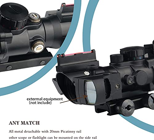 Beileshi Optics Rifle Scope, 4x32 Tactical Rifle scopes with Red Illuminated Reticle, and Glass Etched Reticle 4X Magnification with 20mm Mounts Rail, Suitable for Short Distance Combat