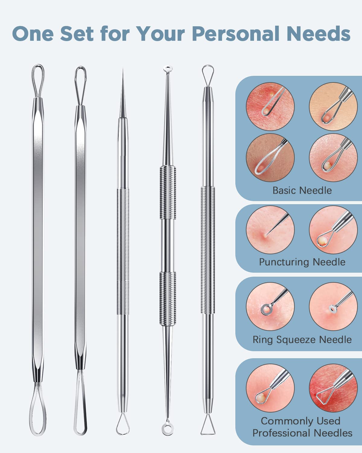 TAYTHI Blackhead Remover Tool, Pimple Popper Tool Kit, Blackhead Extractor Tool for Face, Extractor Tool for Comedone Zit Acne Whitehead Blemish, Stainless Steel Extraction Tools