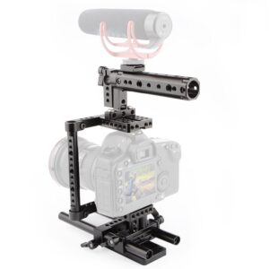 camvate camera cage rig top handle tripod mount plate compatible for sony panasonnic(black) - 1136