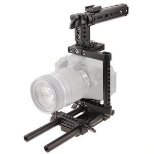 CAMVATE Camera Cage Rig Top Handle Tripod Mount Plate Compatible for Sony Panasonnic(Black) - 1136