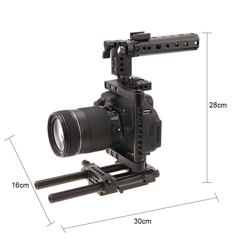 CAMVATE Camera Cage Rig Top Handle Tripod Mount Plate Compatible for Sony Panasonnic(Black) - 1136