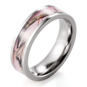 shardon women's 6mm pink camo titanium band promise ring size 5