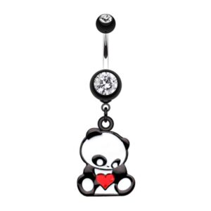 panda heart wildklass belly button ring