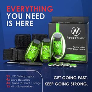 LED Safety Light (2 Pack) - Clip On Strobe/Running Lights for Runners, Dog, Bike, Walking, Boat, Kayak, Stroller and More - High Visibility Accessories for Your Reflective Gear, Bicycle, Green