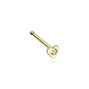 wildklass jewelry golden heart icon sparkle nose stud ring