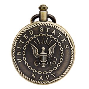 jewelrywe bronze retro pocket watch united states navy engraved men's quartz pocket watch for christmas