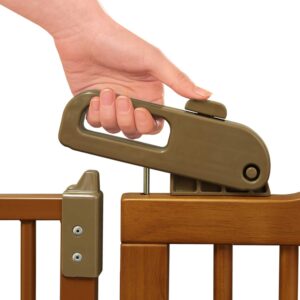 Richell One-Touch Pet Gate II, Brown, Fits Openings from 32.1-36.4" and 30.5" H, Dog Wood gate, Autumn Matte