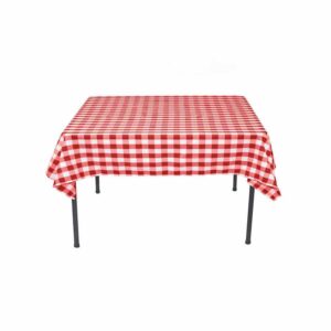 runner linens factory square checkered tablecloth 45x45 inches (red & white)