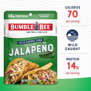 Bumble Bee Jalapeño Seasoned Tuna, 2.5 oz Pouches (Pack of 12) - Ready to Eat - Wild Caught Tuna Pouch - 14g Protein per Serving - No Draining Required