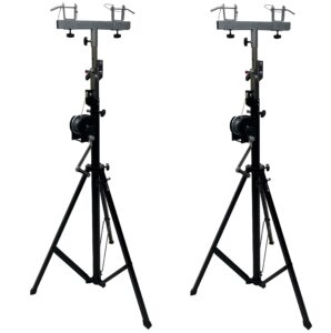 two (2) xtruss 14ft lighting crank stands universal t adapter heavy duty dj pa club