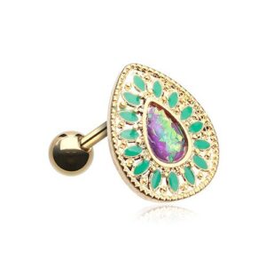 golden chakra opal cartilage tragus earring