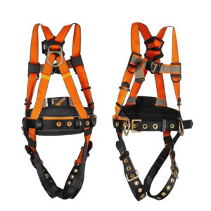 malta dynamics warthog maxx side d-ring fall protection safety harness with removable safety belt, full body harness for construction, safety and protection - osha/ansi compliant, (l-xl)