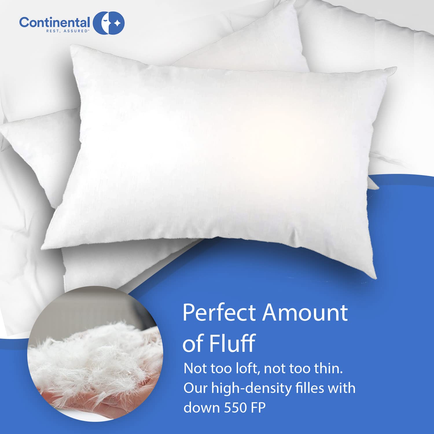 Firm Goose Down Pillow 2 Pack King Size 36 Ounce 20x36 Inch RDS Certified Fine Cotton Shell - Made in USA - Firm White Down Pillow