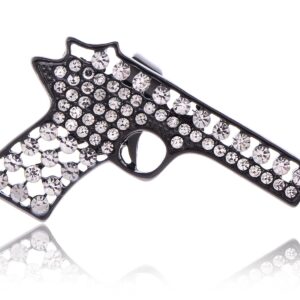 Alilang Adjustable Clear Crystal Colored Rhinestones Cutout Gun Pistol Ring (Silver)