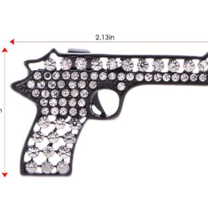 Alilang Adjustable Clear Crystal Colored Rhinestones Cutout Gun Pistol Ring (Silver)