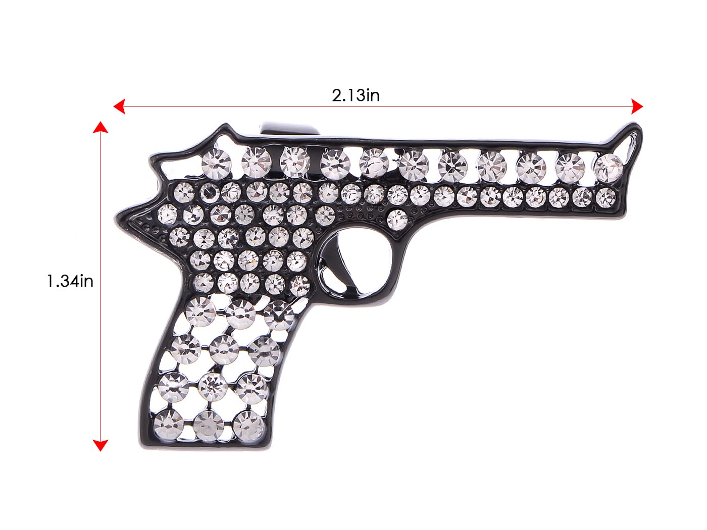 Alilang Adjustable Clear Crystal Colored Rhinestones Cutout Gun Pistol Ring (Silver)