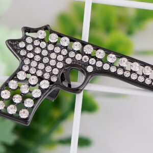 Alilang Adjustable Clear Crystal Colored Rhinestones Cutout Gun Pistol Ring (Silver)