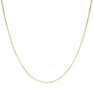 honolulu jewelry company 14k real solid yellow gold 0.7mm box chain necklace lobster clasp (16 inches)