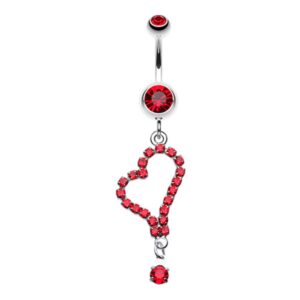 romantic curved heart wildklass belly button ring